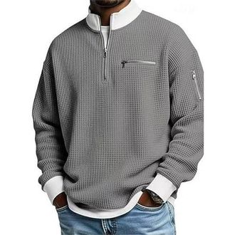 Generic Sweat &agrave; fermeture &eacute;clair contrast&eacute;e &agrave; col montant d&eacute;contract&eacute; pour homme 2026, gris, 5XL