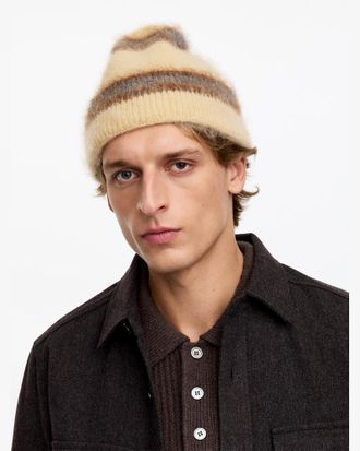 Arket Gestreifte Beanie Mit Umschlag -Gelb