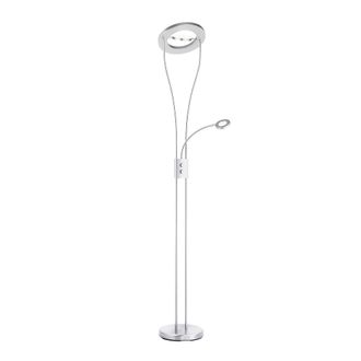 Leuchten Direkt dimmbare LED Stehlampe mit Leselampe | LED Deckenfluter aus Edelstahl mit verstellbarem Lesearm | moderne Stehleuchte, warmweiss f&uuml;r Wohnzimmer, B&uuml;ro 