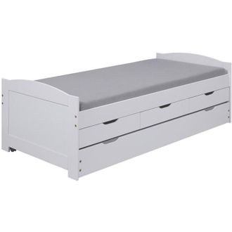 Altobuy Altobuy - sydney - Lit Gigogne 90x200cm + 3 Tiroirs Bois Massif Vernis Blanc