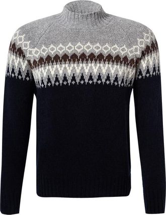 Gran Sasso Herren Stehkragenpullover blau Norweger