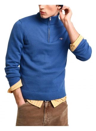 GANT Herren Casual Cotton Half Zip Pullover, Vintage Blue, 3XL
