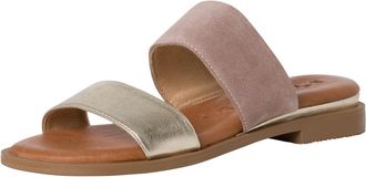 Tamaris Damen Mules Pantoletten Leder Blockabsatz Sommer; TAUPE COMBINED/beige; 37 EU