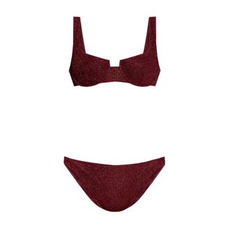 Os&eacute;ree Roter Metallic Bikini Badeanzug - - Swimwear - Damen - Rot - S