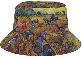 Generic Le Vignoble Rouge Chapeau De Pêcheur Pliable Chapeau Pêche Anti-UV Casquettes Visières pour Été Plage Plein Air