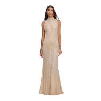 Self Portrait Femme, Robes, Jaune, Taille: 40 FR Maxi Dress With Crystals