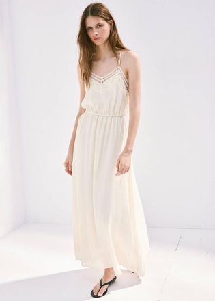 Mango Bambula-Kleid mit Lochstickereien ecru - Damen - XS - MANGO