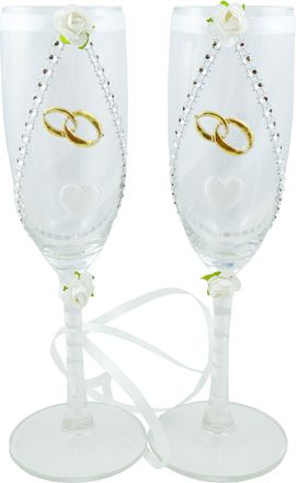 Bohemia Design Hochzeitsgläser 2 Sektgläser Gläser zur Hochzeit Hochzeitsgeschenk (Muster 2, Weiß)