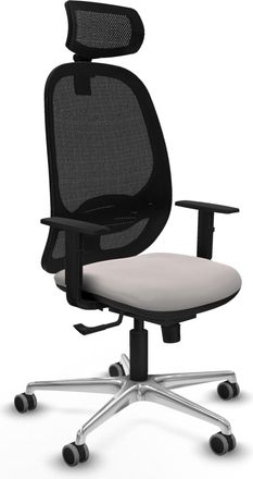 Piqueras y Crespo Computerstuhl, wei&szlig;, mit 1D-Armlehnen, h&ouml;henverstellbare Lendenwirbelst&uuml;tze und h&ouml;henverstellbares Kopfteil und Neigungsverstellung, Schwarz/Wei&szlig;