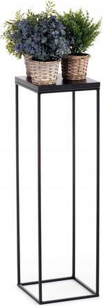 HowHomely Pflanzenst&auml;nder Metall 80 cm Hoch - Stabiler und Fester Blumenhocker im Loft Stil - Blumenst&auml;nder mit Schwarz MDF-Platte f&uuml;r die Innendekoration