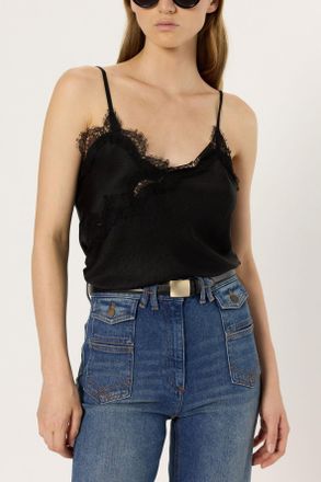 Gerard Darel Top &agrave; fines bretelles et dentelle - ALISON - Noir