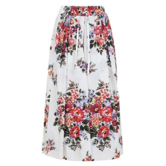 Dolce & Gabbana Femme, Jupes, Multicolore, Taille: 36 FR Floral Bouquet-Print Poplin Long Skirt