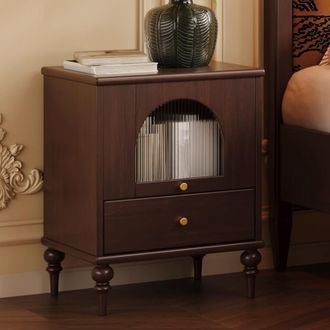 Generic Nachttisch Aus Holz, Beistelltische for Schlafzimmer Mit Nach Oben &ouml;Ffnenden Schrankt&uuml;Ren Und Geh&auml;Rtetem Glass, Erh&ouml;Hte Schrankbeine for B&uuml;Cher Und To