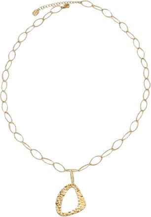 Dansk Copenhagen Ragna Waterproof 18K Gold Plated Long Minimalistic Necklace - Hammered Stainless Steel - - Accessories - Damen - Gelb - ONE SIZE