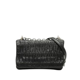 Prada Pre-owned Sac bandouli&egrave;re en cuir pliss&eacute; - Femme - Pre-owned - Noir - Taille: ONE Size