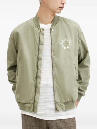 AllSaints Bomberjacke mit rundem Logo - Gr&uuml;n