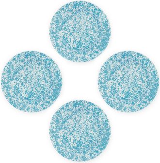 Crow Canyon Home 4er Set Emaille-Teller, Langlebiges Emaillegeschirr - Perfekt für den täglichen Gebrauch und Aktivitäten im Freien, Spülmaschinenfest für einfache Rei