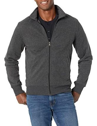 Amazon Essentials Sweat-shirt &agrave; Col Montant en Molleton, Fermeture &Eacute;clair Int&eacute;grale Homme, Charbon Chin&eacute;, L