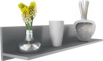 Vladon Wandregal Skadu, Made in Germany, Schweberegal mit praktischer Ablage, Anthrazit matt (97,5 x 18,5 x 18,5 cm)