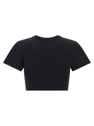 The Attico Bustier-Stitched Crop T-Shirt - Black