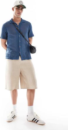 Superdry Chemise en maille texturée - Bleu marine