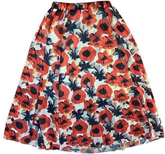 Generic Robes boh&egrave;me 2026 pour femmes, jupe longue &agrave; motif floral imprim&eacute; avec motif en polyester, Orange, XL