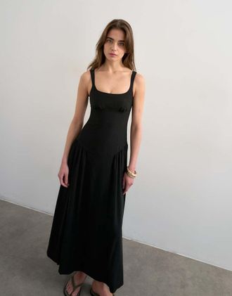 Topshop Robe longue &agrave; taille basse - Noir