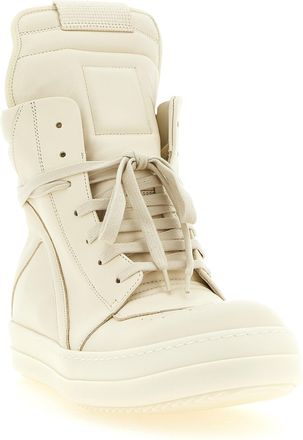 Rick Owens Mens White Calfskin High Top Sneakers