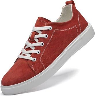 Generic Chaussures basses en cuir v&eacute;ritable pour homme - Chaussures d&eacute;contract&eacute;es respirantes et confortables, Rouge, 40 2/3 EU