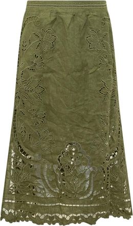 Farm Rio Farm Rio, Femme, Jupes, Vert, Taille: 40 FR Richelieu Midi Skirt