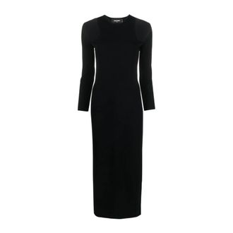 Dsquared2 Geripptes Midikleid mit Cut-Out-Details - - Dresses - Damen - Schwarzk - S