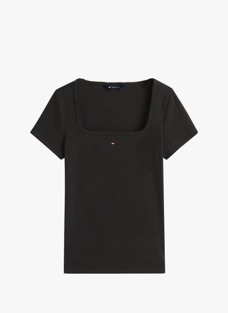 Tommy Hilfiger T-shirt c&ocirc;tel&eacute; en coton m&eacute;lang&eacute;