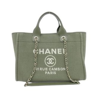 Chanel Sac cabas Pre-owned Deauville en fibres mixtes - Femme - Pre-owned - Vert - Taille: ONE Size
