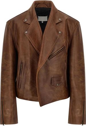 Maison Margiela Veste Biker en Cuir - Homme - Vestes - Brun - Taille: L