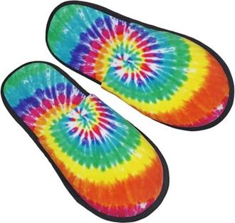 Generic Pantoufles DHiver Tie-Dye Cozy Pantoufles En Coton L&eacute;gers Maison Slippers Pour Automne Spa Invit&eacute; L