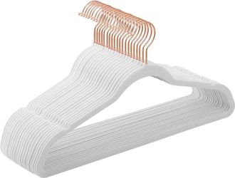 Songmics Kleiderb&uuml;gel Samt, 20er Set, Jackenb&uuml;gel, 41,5 cm breit, Anzugb&uuml;gel, d&uuml;nn, gut belastbar, um 360&deg; drehbarer Haken, f&uuml;r M&auml;ntel, Hemden und Anz&uuml;ge, Wei&szlig;