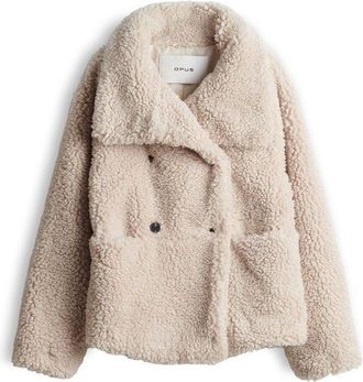 OPUS Cabanjacke Halko mit flauschiger Oberfl&auml;che Gerader Schnitt mit Raglan&auml;rmeln und zweireihiger Knopfleiste