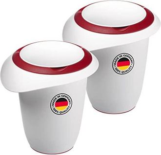 Westmark 2x Quirtopf mit zweigeteiltem Deckel, 1 l, Mit Ausgießer, Kunststoff, Weiß/Rot, 315122E3