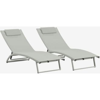 Sklum Sklum - Lot de 2 chaises longues inclinables en aluminium Dulem Vert Kaki