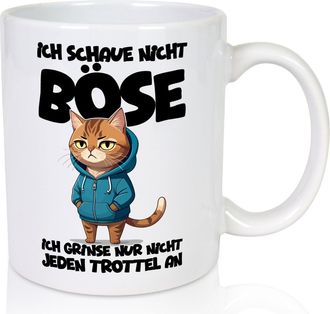 Generic Ich schaue nicht böse | Böse Katze | Katzenliebhaber - Tasse Weiss - Kaffeetasse/Geschenk/Familie