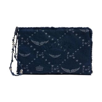 Zadig&Voltaire Angel Monogram Denim Pochette - Femme - Sacs - Bleu - Taille: ONE Size