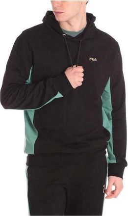 Fila Homme, Sweatshirts et sweats &agrave; capuche, Noir, Taille: XS SweaT-shirt ras du cou en coton avec poignets c&ocirc;tel&eacute;s
