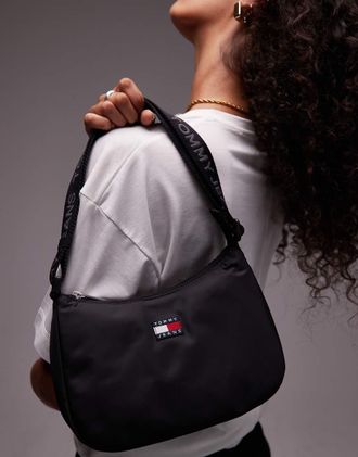 Tommy Jeans Essential - Sac port&eacute; &eacute;paule en nylon - Noir