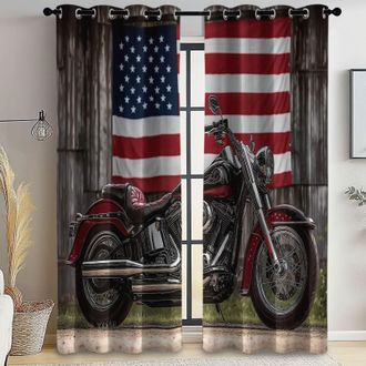 Generic Blickdicht Vorh&auml;nge f&uuml;r Wohnzimmer Moderne Flagge Motorrad Muster Verdunkelungsvorhang Schwarz Rot Thermovorhang mit &ouml;sen f&uuml;r Schlafzimmer H215 x B110