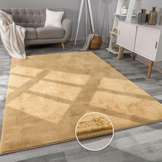 Paco Home Paco Home Tapis Salon En Fausse Fourrure Pelucheux Hautes M&egrave;ches Doux Plusieurs Couleurs 160x230 cm, Jaune
