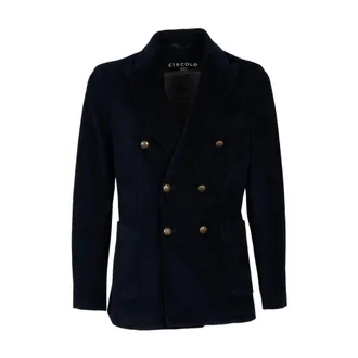Circolo 1901 Homme, Vestes, Bleu, Taille: L Veste en Velours C&ocirc;tel&eacute; Bleu Marine