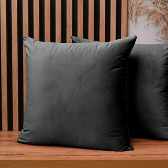 MG Design 2er Set Kissenbez&uuml;ge 55 x 55 cm in Grau - mit Rei&szlig;verschluss, samtig-weich mit dezentem Schimmer, pflegeleicht & langlebig