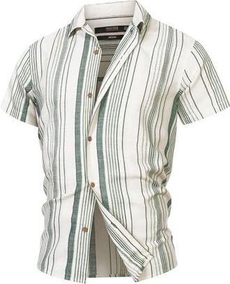 Indicode INKiss Chemise à manches courtes pour homme avec col Kent | Chemise rayée à manches courtes, Deep Sea, XXL
