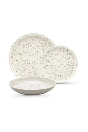 Novel Kombiservice Emma, Wei&szlig;, Beige, Keramik, 18-teilig, Punkte, Lfgb, lebensmittelecht, Essen & Trinken, Geschirr, Geschirr-Sets, Kombiservice