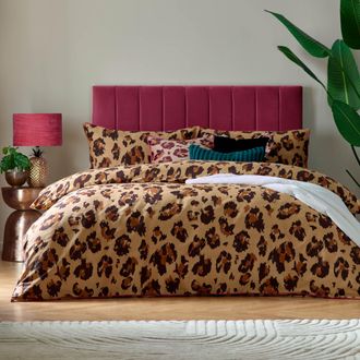 furn. Bettw&auml;scheset mit echtem Leopardenmuster - Super-Kingsize-Bett - Mehrfarbig